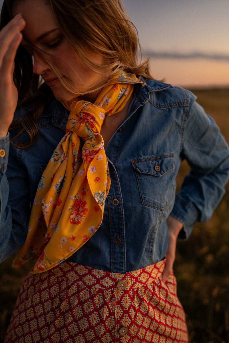 Yellow floral – Ashley's Wild Rags